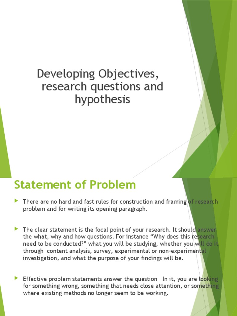 Developing Objective and Reserch Question | PDF | Hypothesis | Justification