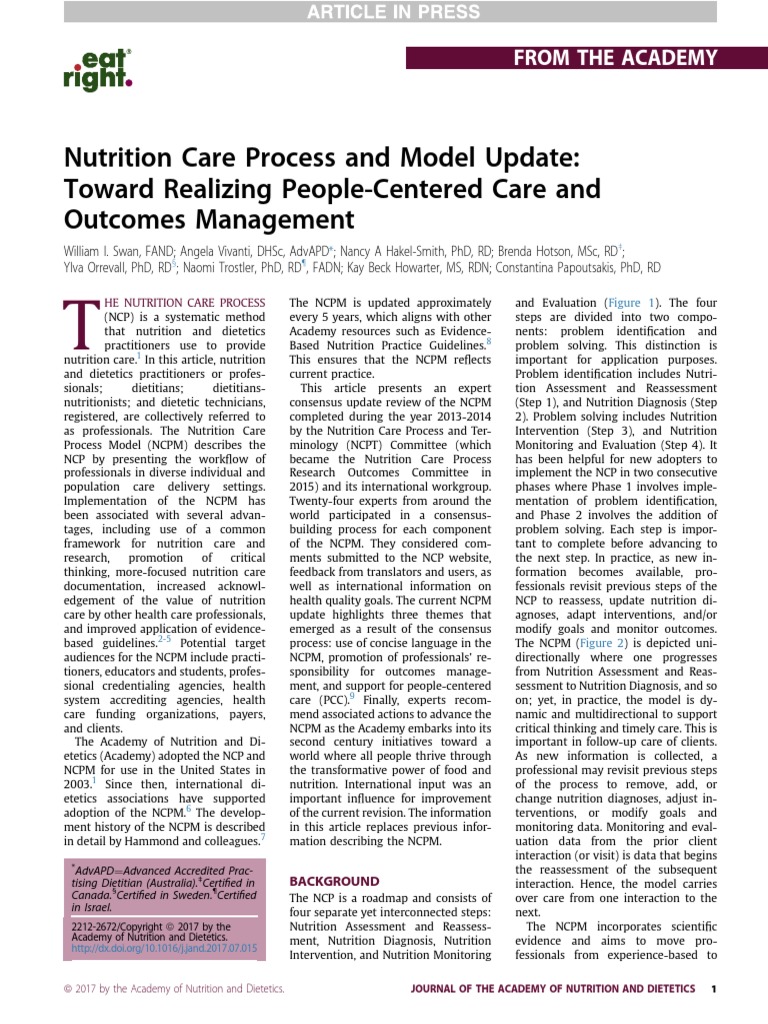 Nutrition Care Process and Model Update | PDF
