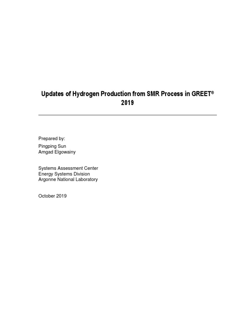 GREET Update For H2 Tab For SMR Pathway | PDF | Greenhouse Gas | Air ...