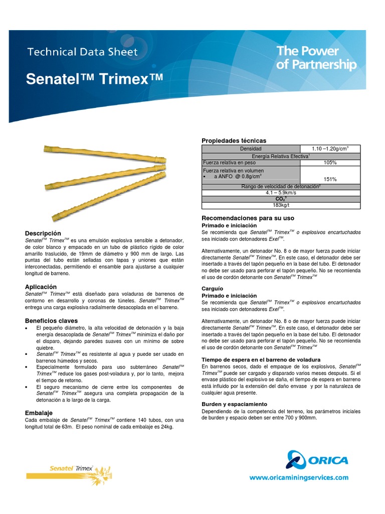 TDS Senatel TRIMEX - Chile - Español | PDF | Pólvora | Ciencias fisicas