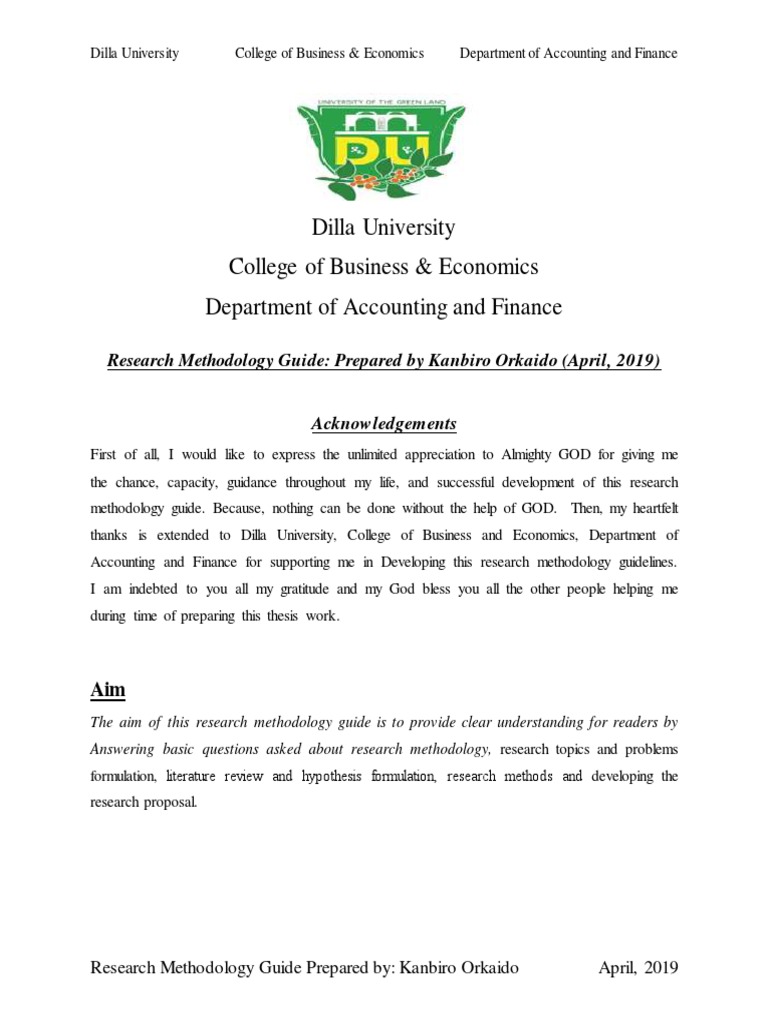 Dilla University College of Business & Economics Department of ...