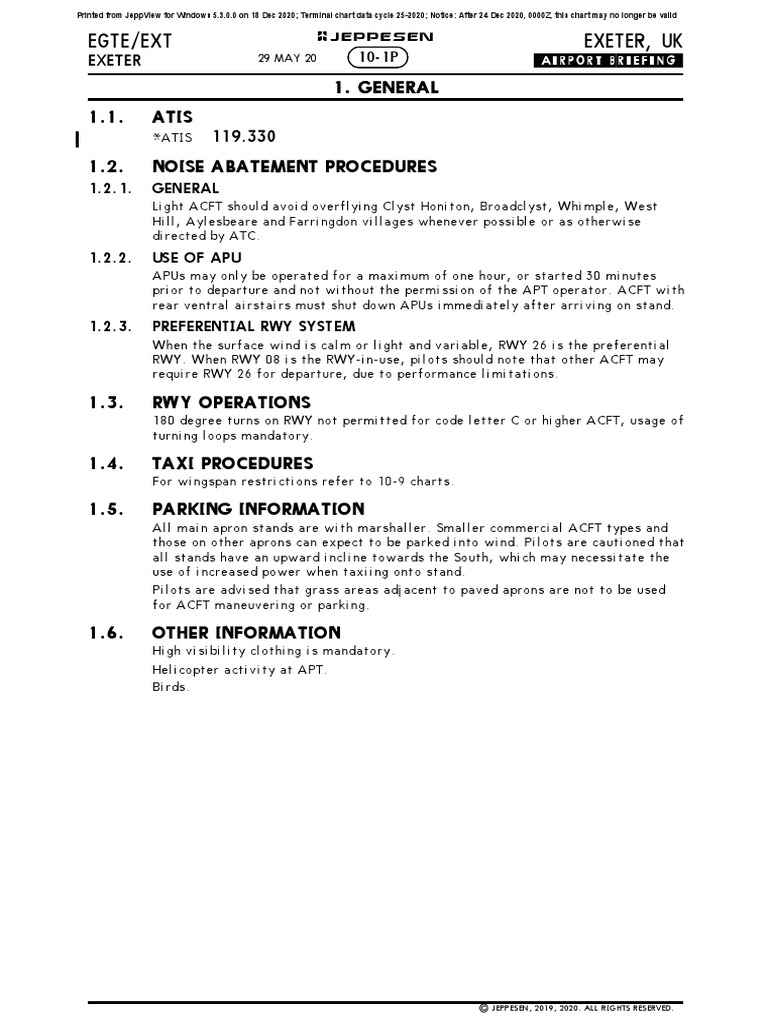 Egte/Ext: 1.1. Atis 1.2. Noise Abatement Procedures 1. General | PDF ...
