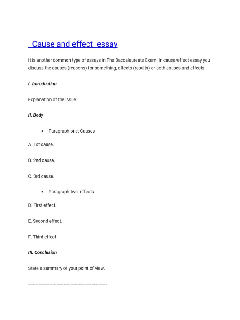 Cause and Effect Essay: I. Introduction | PDF