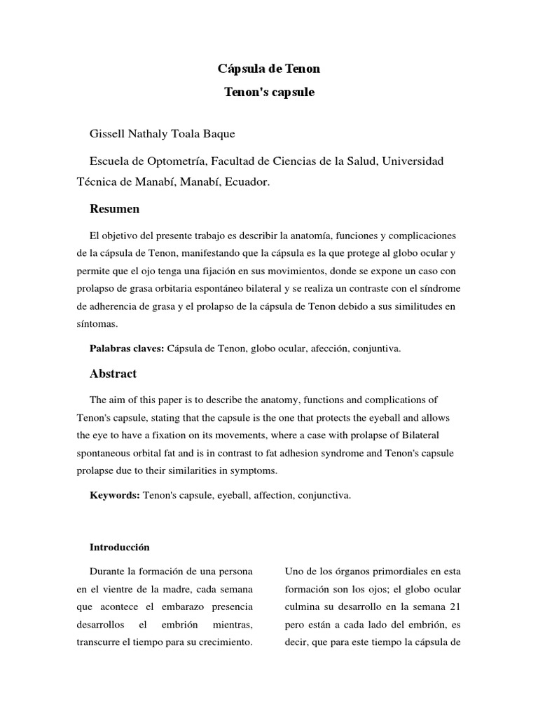Cápsula de Tenon | PDF | Ojo | Especialidades Medicas