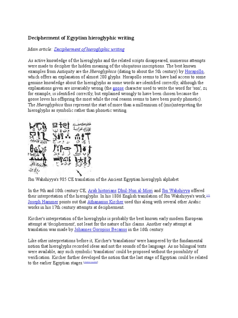Decipherment of Hieroglyphic Writing | PDF | Egyptian Hieroglyphs | Symbols