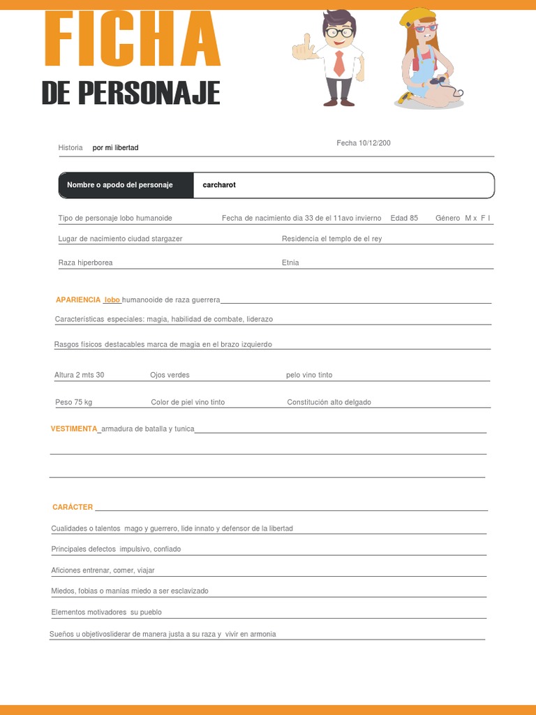Plantilla Ficha Personaje | PDF
