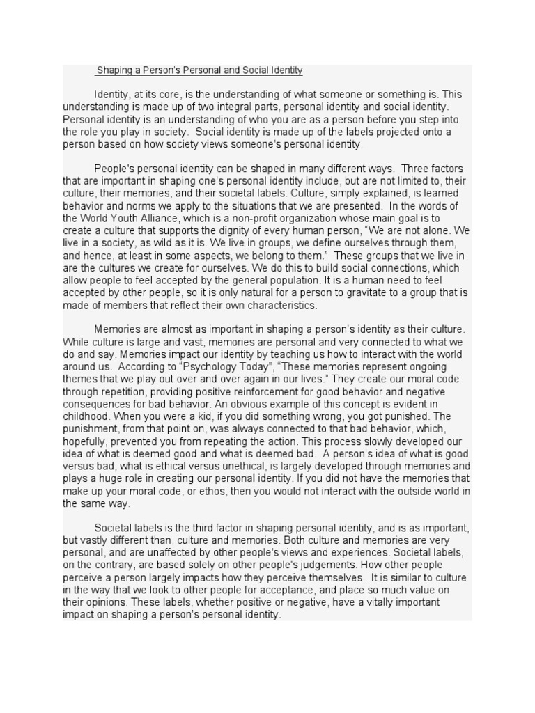 Shaping Identity: How Culture, Memories, and Societal Labels Impact ...