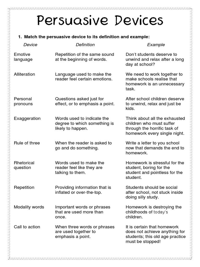 Persuasive Devices | PDF | Word | Homework