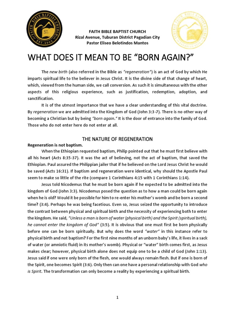 What Does It Mean To Be Born Again | PDF | Born Again | Baptism