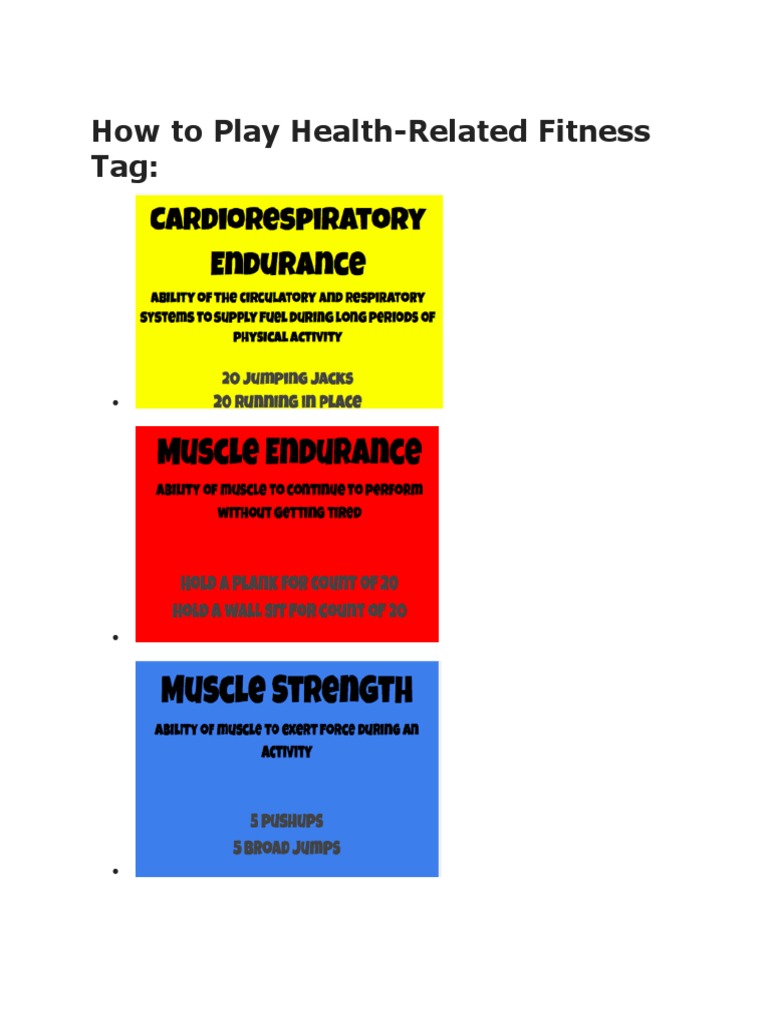 How To Play Health-Related Fitness Tag | PDF