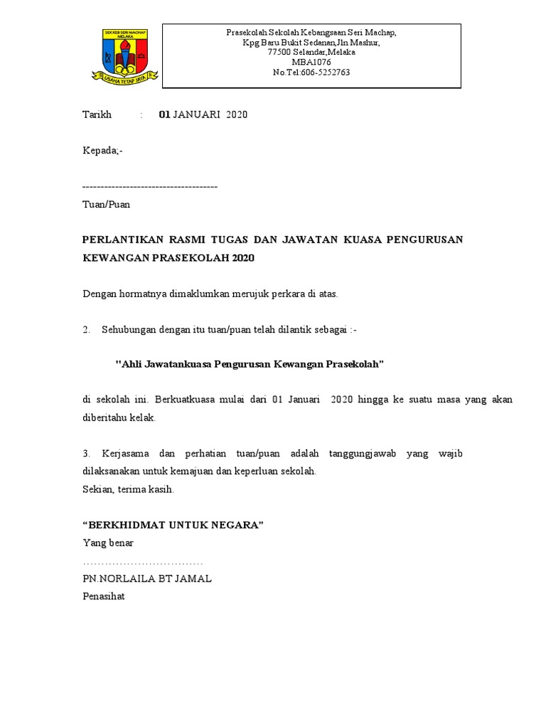 Contoh Surat Lantikan Pengurus Projek - Marissa-has-Roth