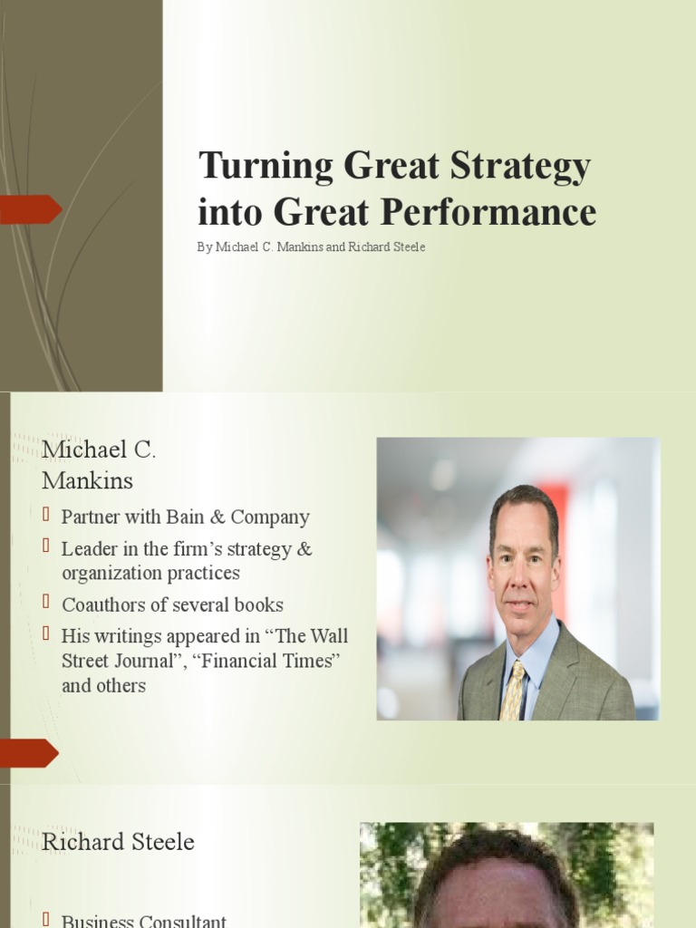 Turning Great Strategy Into Great Performance | PDF | Strategic ...