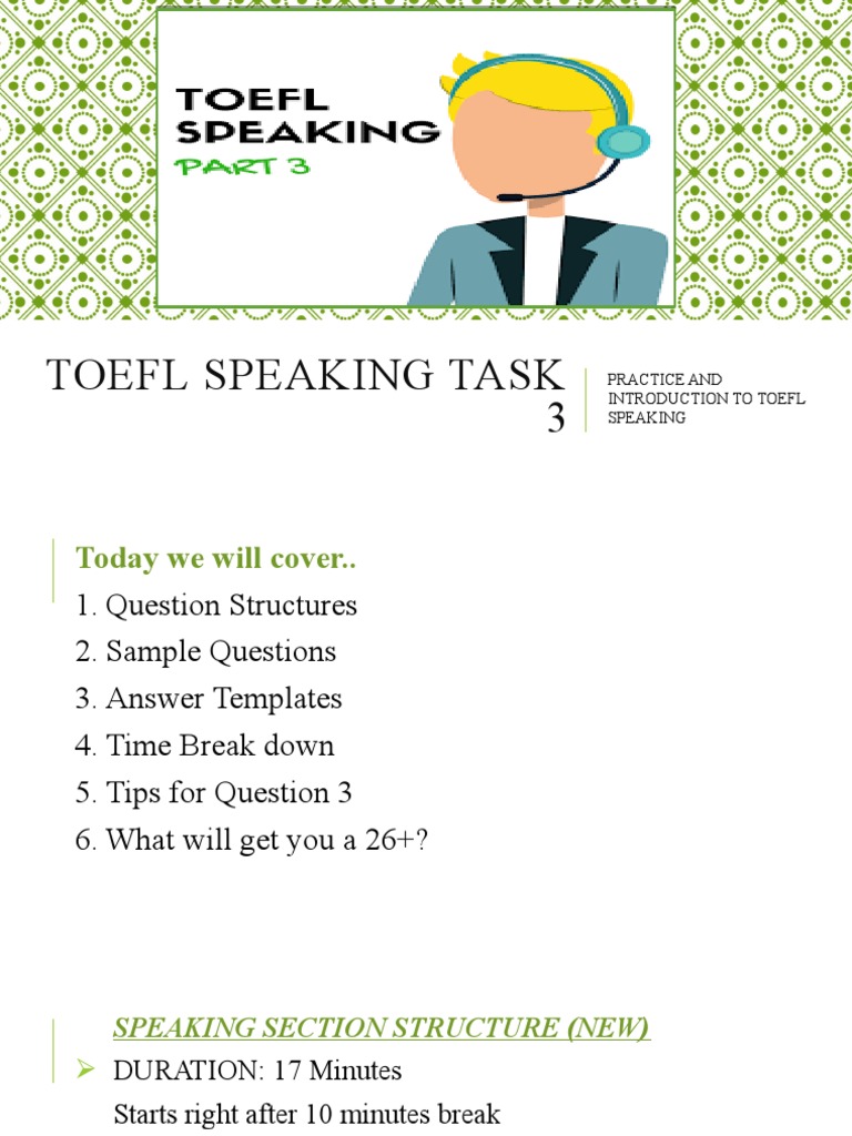 TOEFL Speaking Task 3 Guide | PDF | Test Of English As A Foreign ...