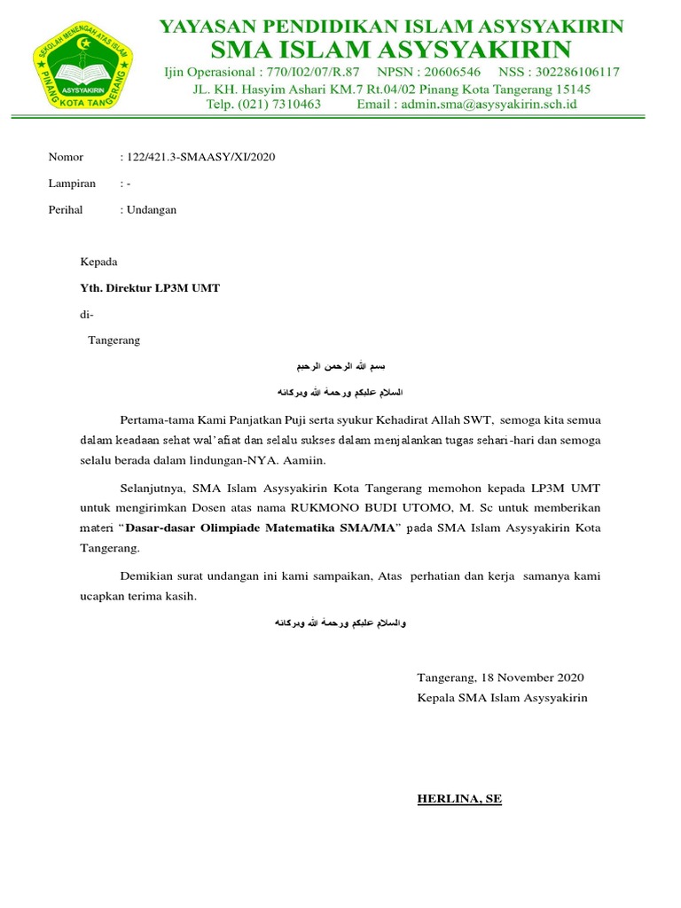 Surat Undangan LP3m UMT | PDF