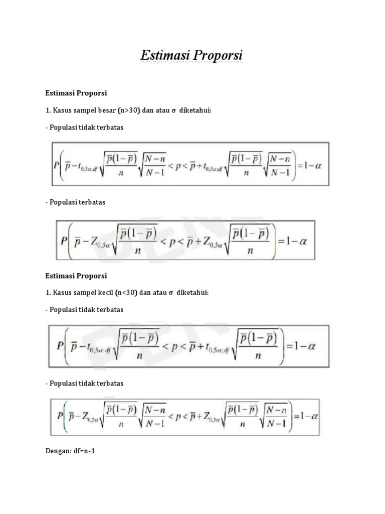 Estimasi Proporsi dalam Statistik | PDF | Pengembangan Diri | Sains ...