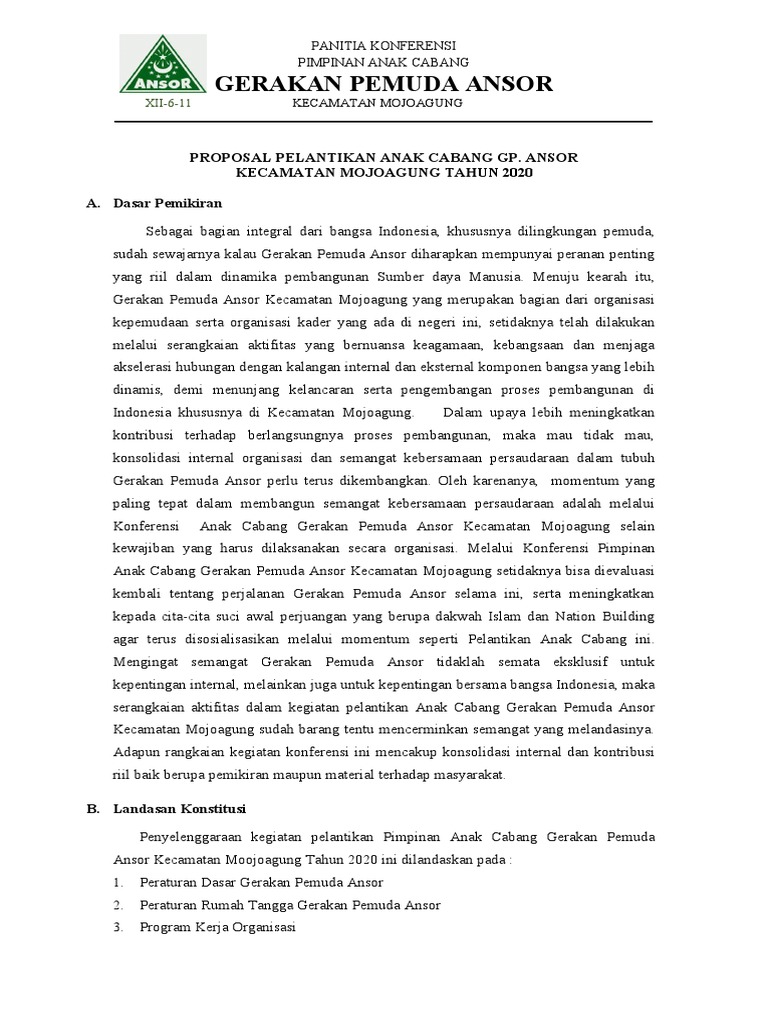 Proposal Konferensi Anak Cabang GP 2020 | PDF