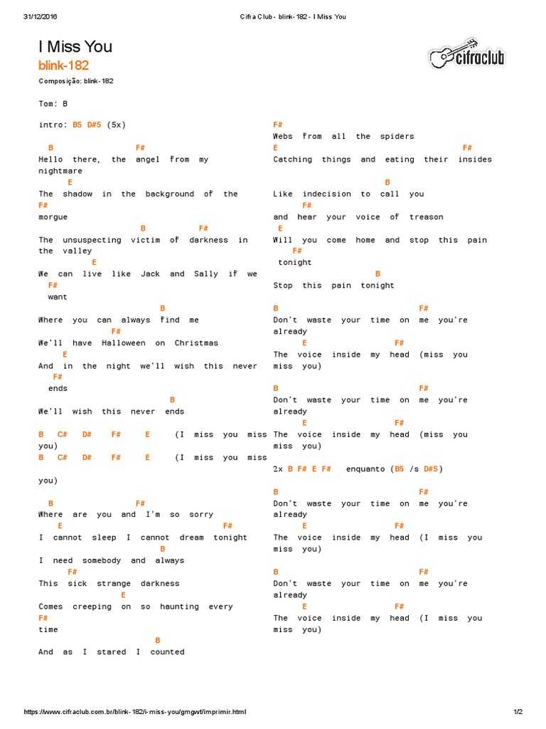 Blink-182 Guitar Chords Guide | PDF