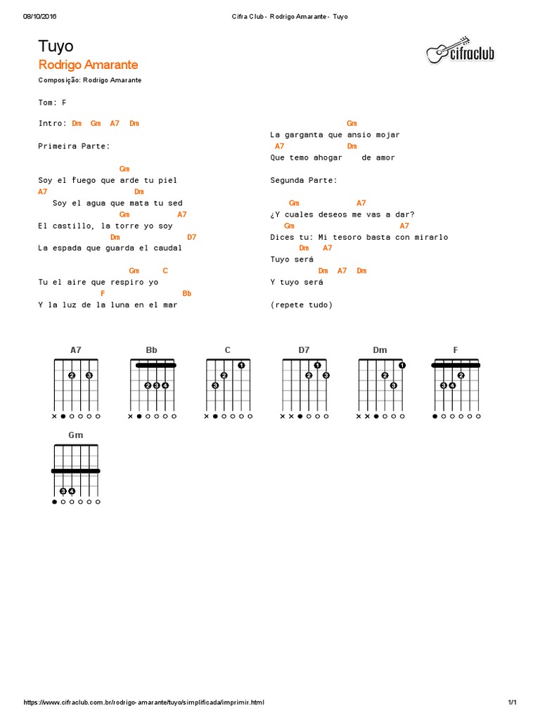 Cifra Club - Rodrigo Amarante - Tuyo | PDF