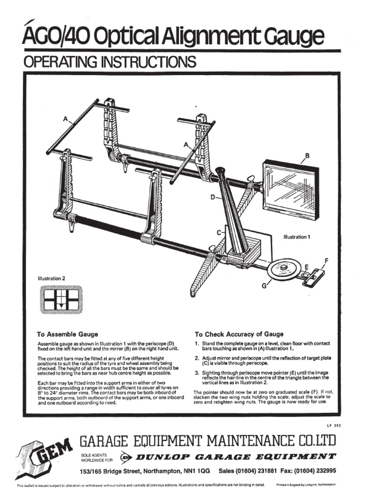 Optical Alignment Gauge - Operating Instructions | PDF