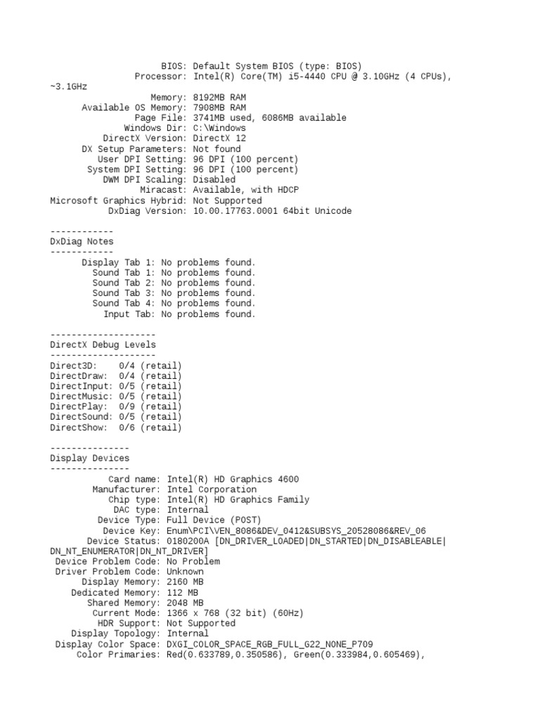 Datos de Diagnostico pc-30 | PDF | Device Driver | Codec