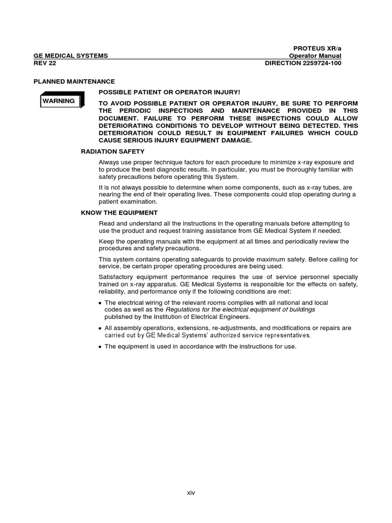 GE Proteus XR-A X-Ray - User Manual-16 | PDF | Safety | X Ray