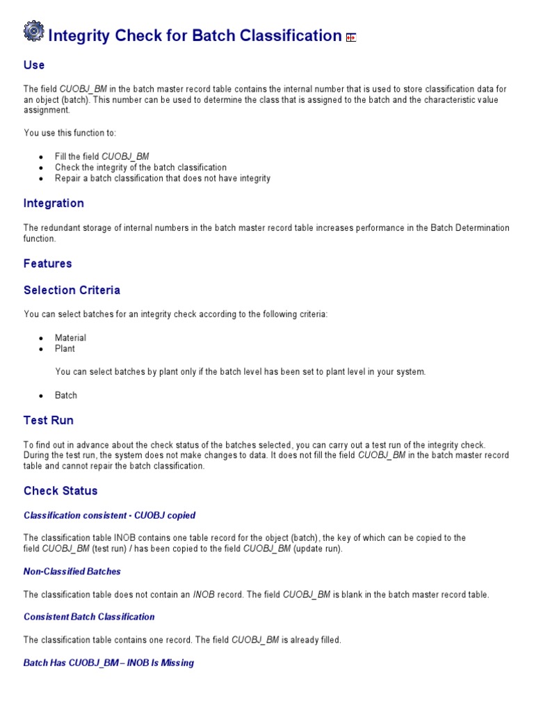Integrity Check For Batch | PDF | Computer Data | Computing