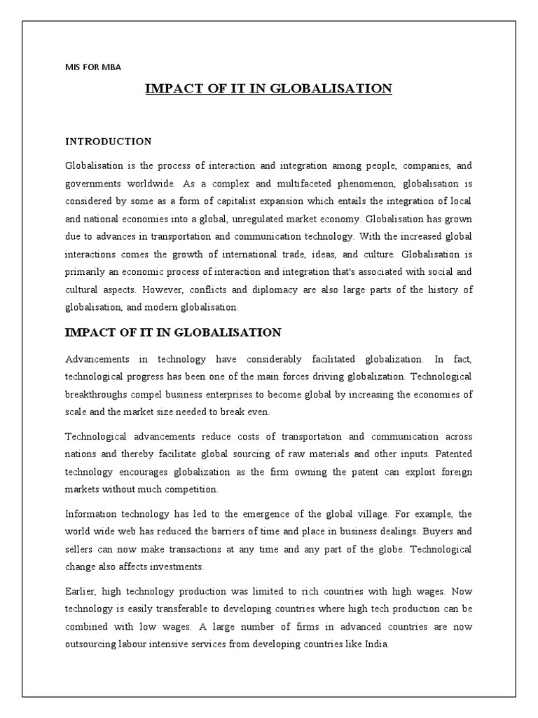 The Impact of Information Technology on Globalization and Skill-Biased ...