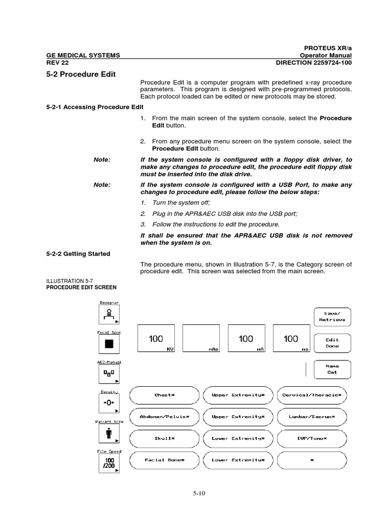 GE Proteus XR-A X-Ray - User Manual-48 | PDF