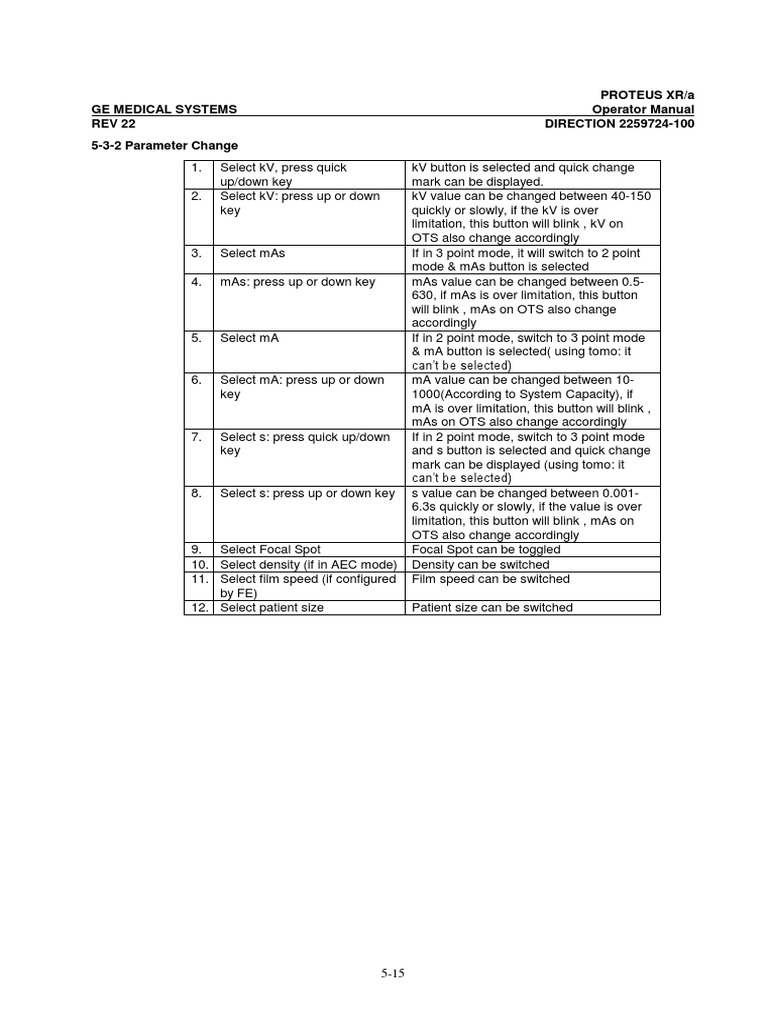 GE Proteus XR-A X-Ray - User Manual-53 | PDF