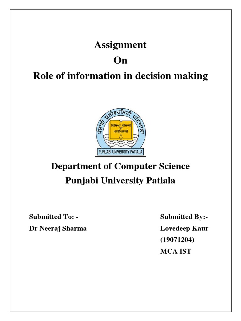Role of Information in Decision Making PDF | PDF | Choice | Decision Making