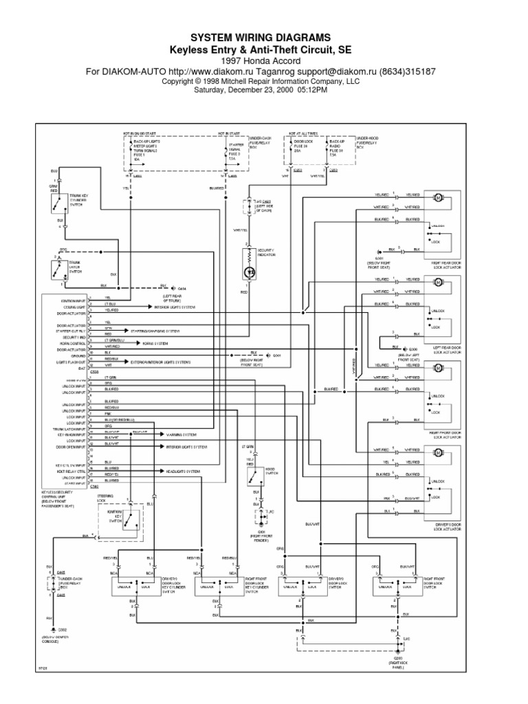 System Wiring Diagrams Keyless Entry & Anti-Theft Circuit, SE | PDF