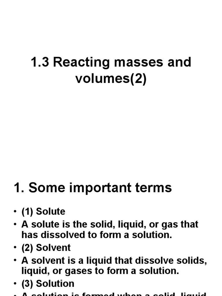 1.3 Reacting Mass and Volume | PDF