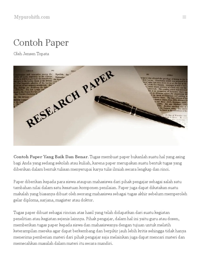12+ Contoh Paper Singkat Dengan Format, Susunan Cara Pembuatannya | PDF