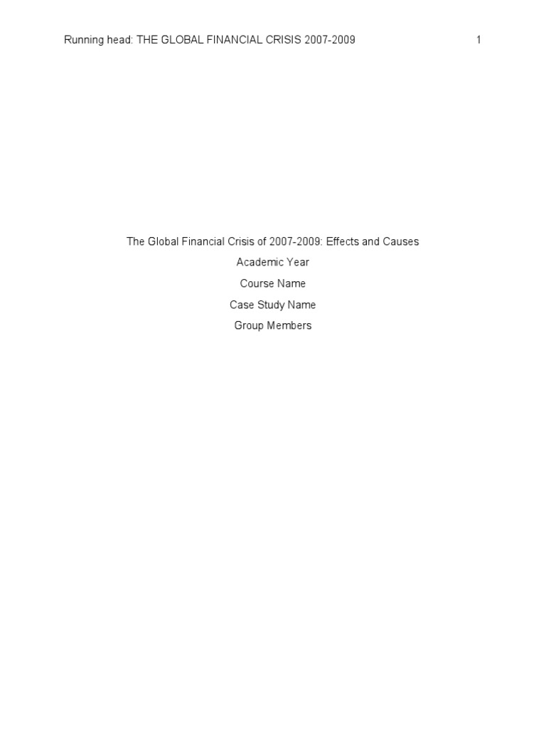 The Global Financial Crisis 2007-2009 | PDF | Financial Crisis Of 2007 ...