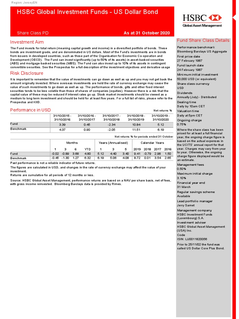 HSBC Global Investment Funds - US Dollar Bond | PDF | Bonds (Finance ...