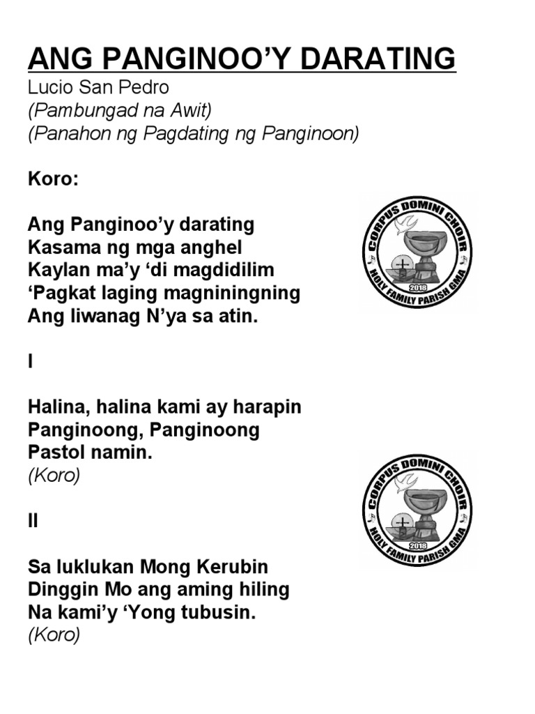 Ang Panginoo'y Darating - Lucio San Pedro1 | PDF