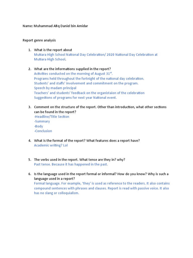 Report Genre Analysis | PDF