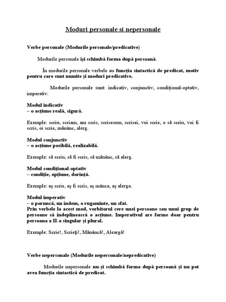 Moduri Personale-Moduri Nepersonale | PDF