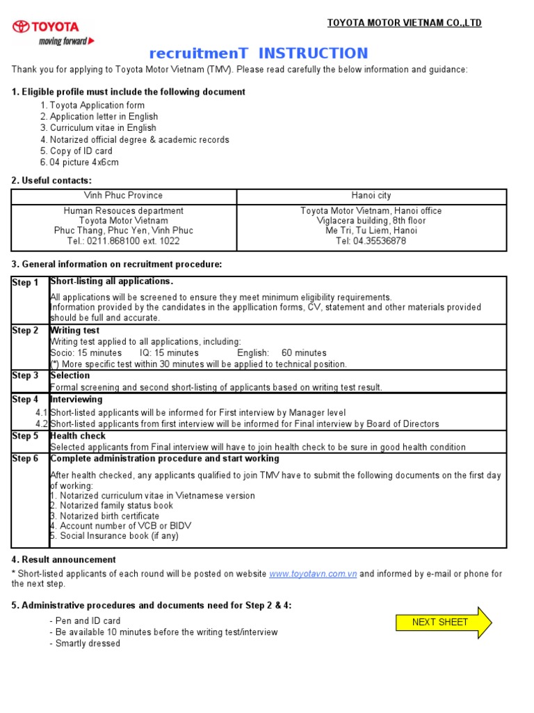 Instruction & Application Form - (TOYOTA - VN) | PDF | Identity ...