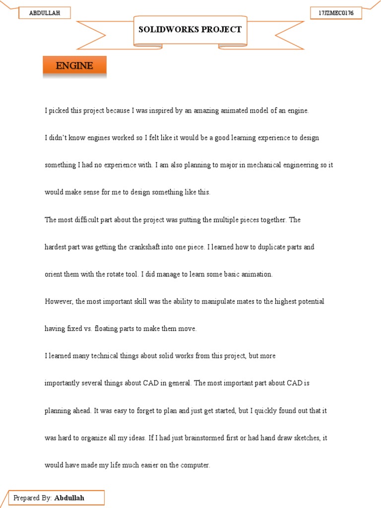 Solidworks Project | PDF | Extrusion | Mechanical Engineering