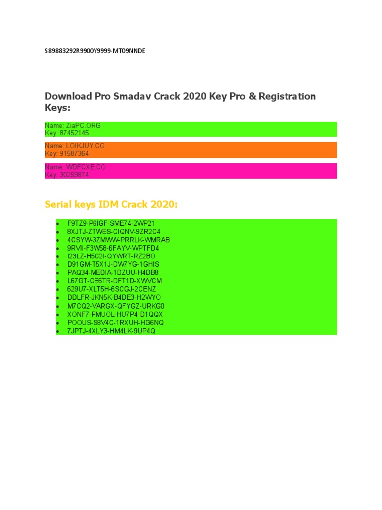 Pro Smadav Crack 2020 Key Pro & Registration Keys | PDF