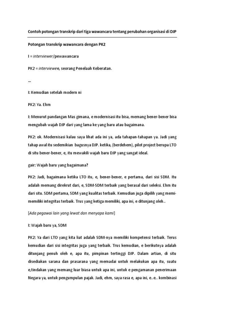 Transkrip Wawancara | PDF