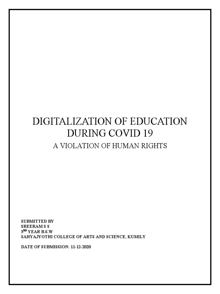Digitalization of Education During Covid 19 | PDF | Distance Education ...