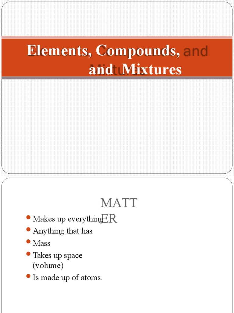 Elements Compound and Mixture Chemistry Notes | Download Free PDF ...