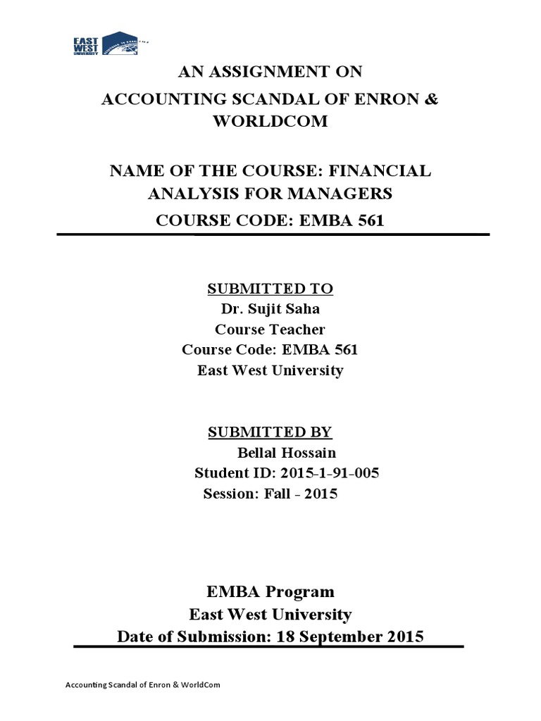Assignment Enron & Worldcom - Final | PDF | Enron | Corporate Governance