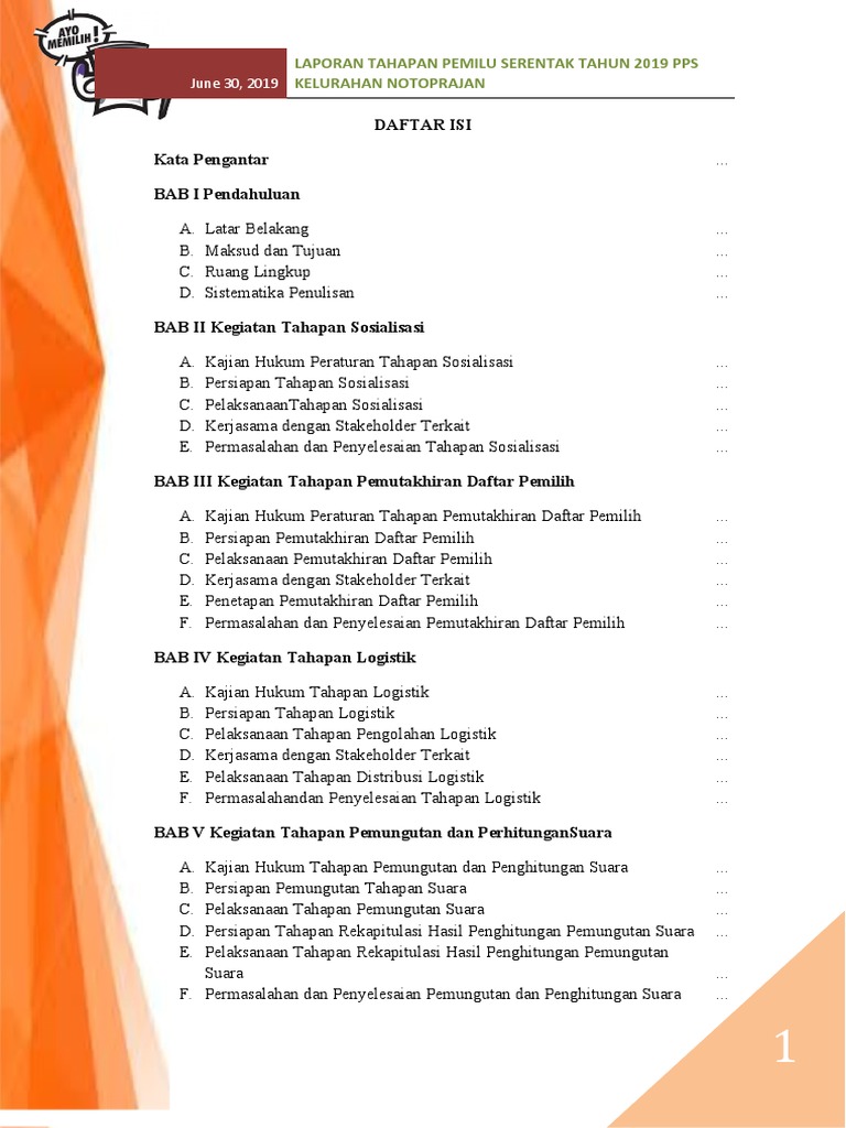 Template Laporan Tahapan PPK PPS | PDF
