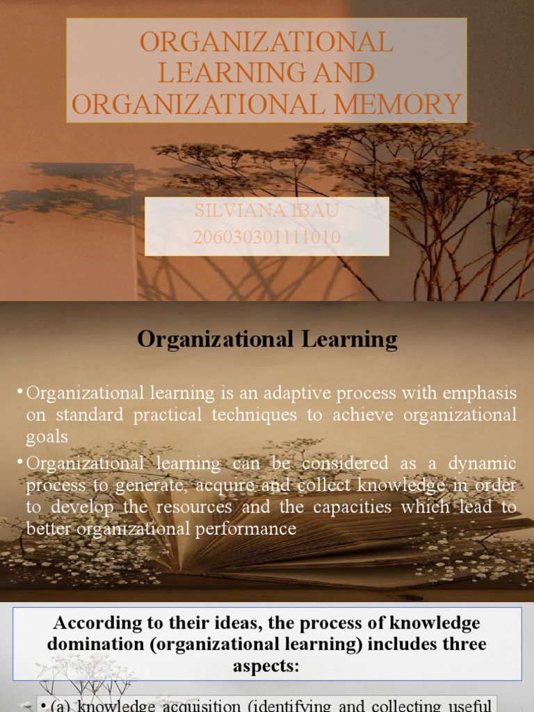 Organizational Learning and Organizational Memory | PDF