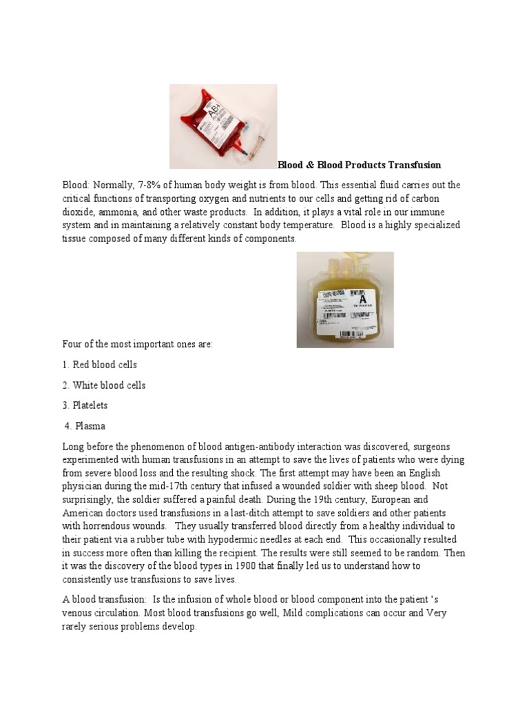 Blood Transfusion History and Process | PDF | Science & Mathematics