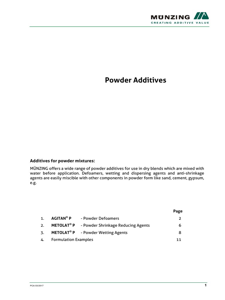 Powder Additives - MUNZING 03-2017 | PDF | Paint | Silicone