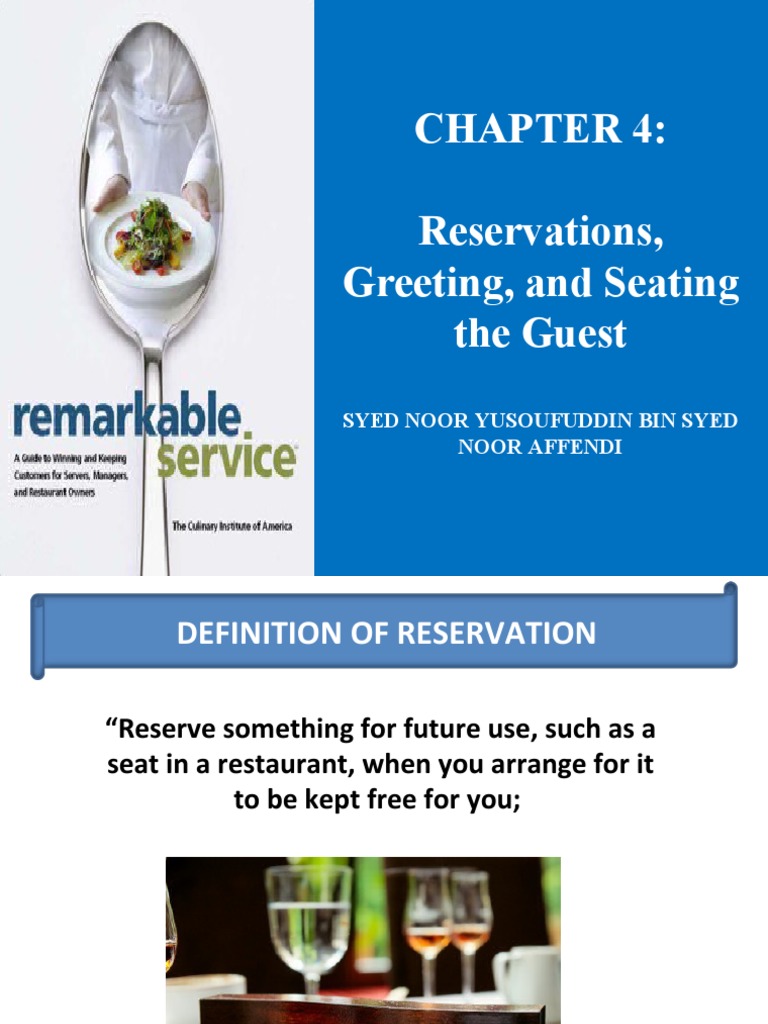 Chapter 4 - Reservations, Greeting, and Seating The Guest | PDF | Menu ...